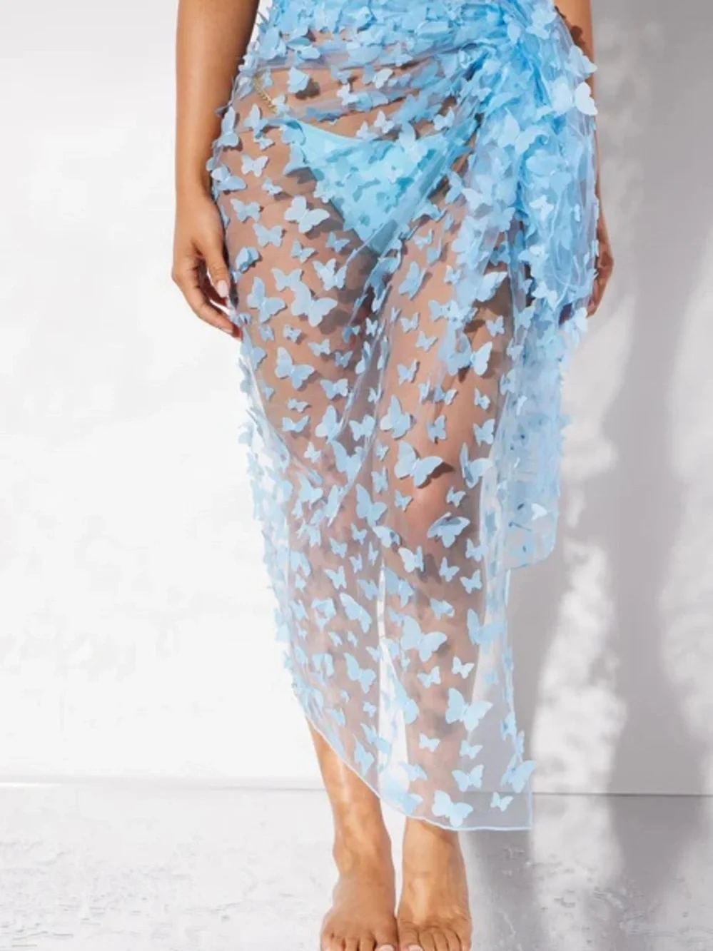 Fashion Nova | Swim | Light Blue Butterfly Mesh Sarong Swim Coverup ...